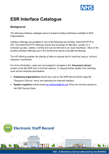 Interfaces - Browse Content - ESR Hub - NHS Electronic Staff Record