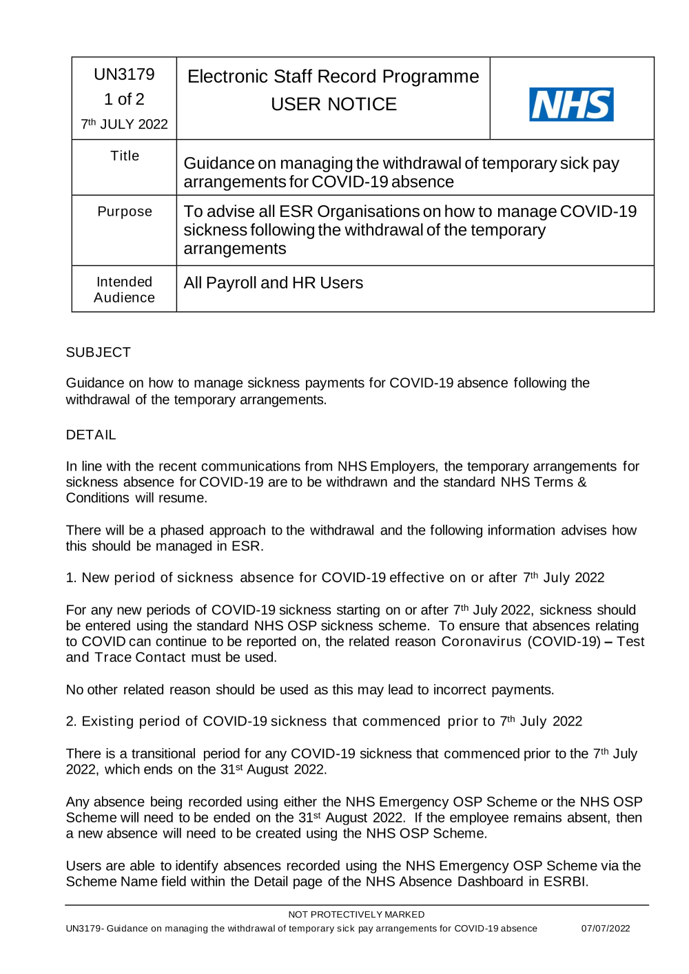 Browse Content - ESR Hub - NHS Electronic Staff Record