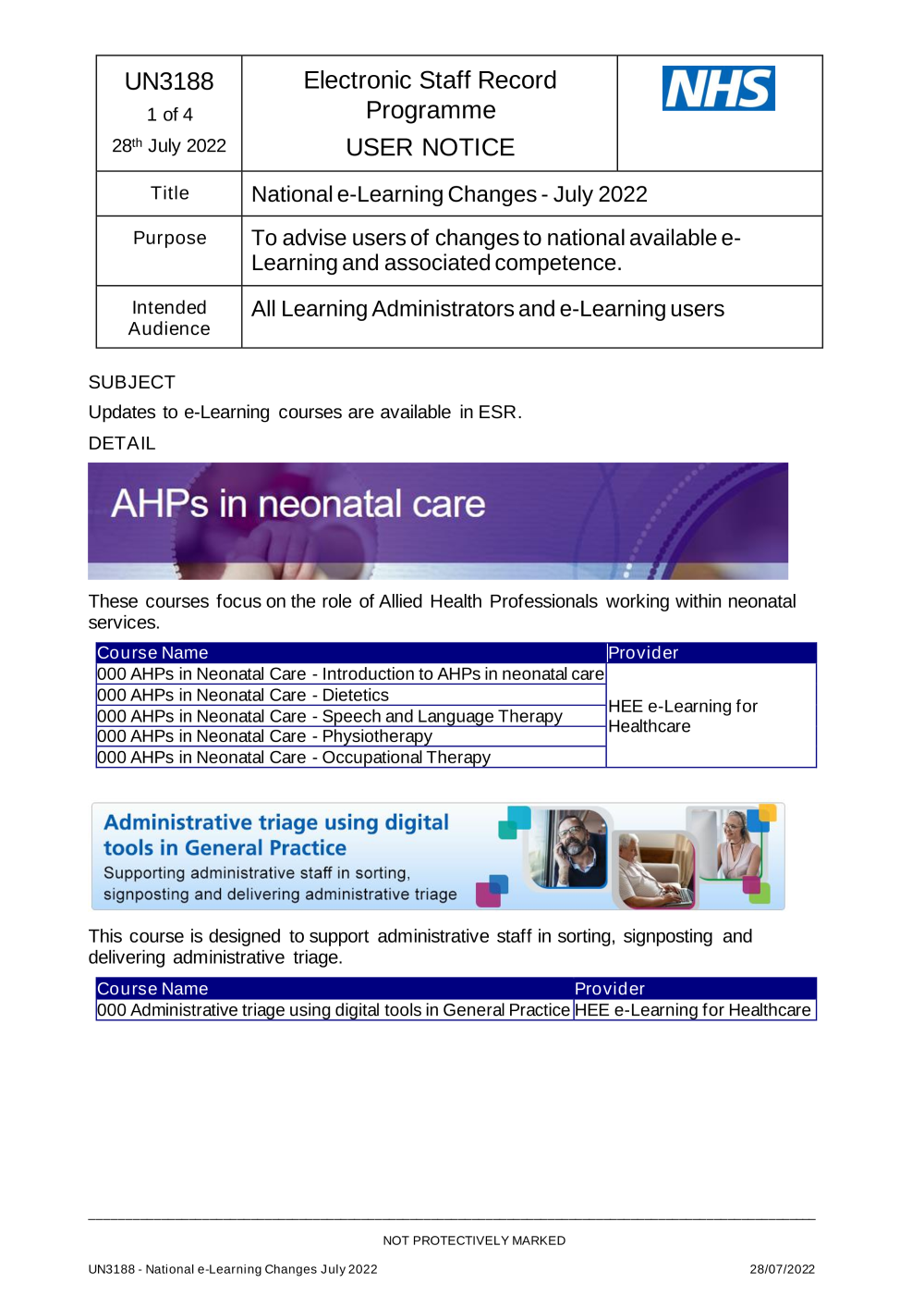 Browse Content - ESR Hub - NHS Electronic Staff Record