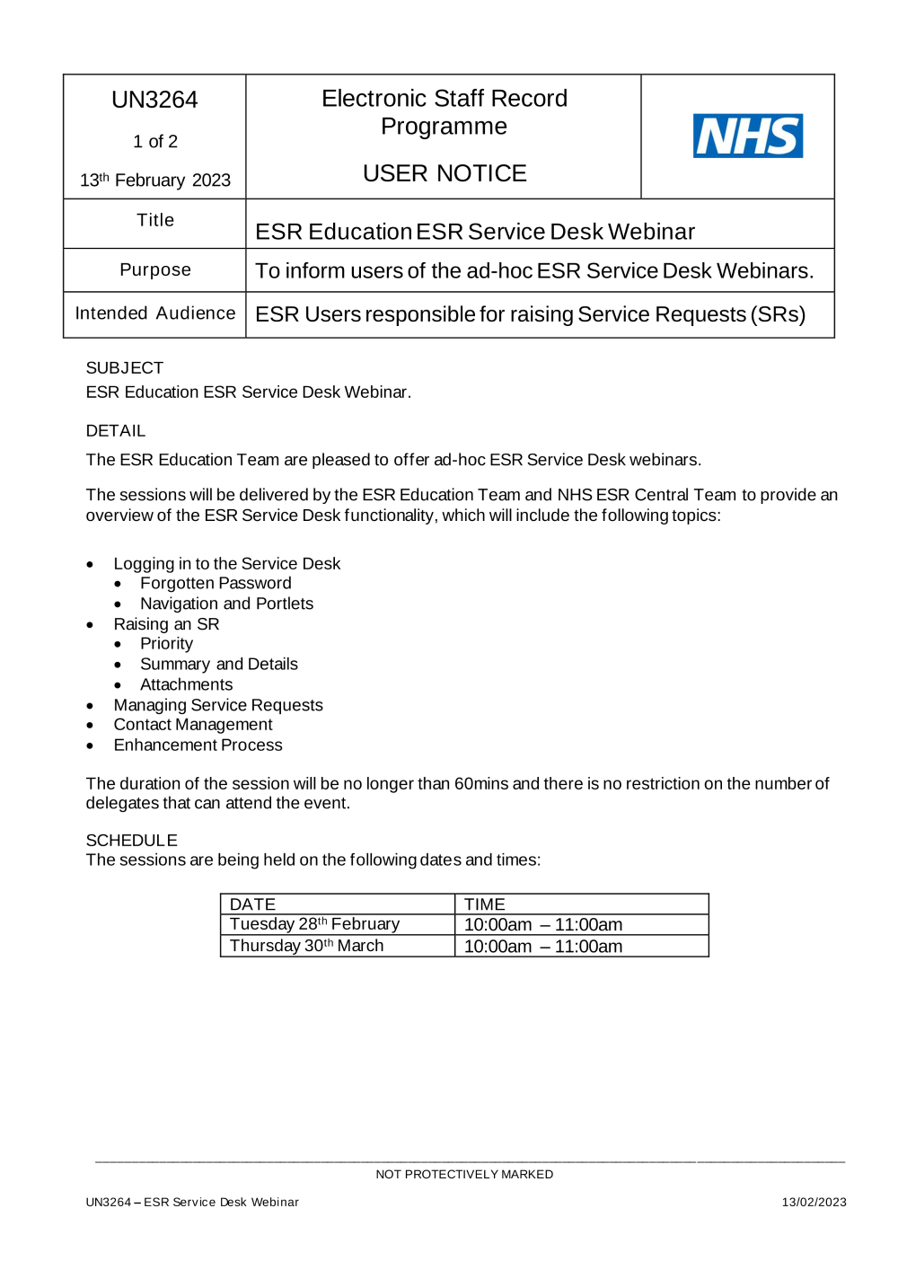 Browse Content - ESR Hub - NHS Electronic Staff Record