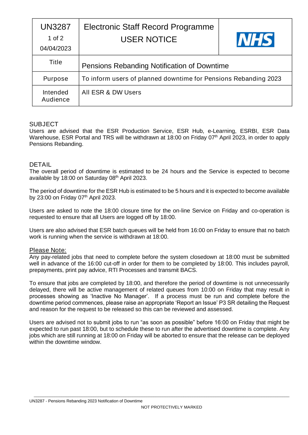Browse Content - ESR Hub - NHS Electronic Staff Record