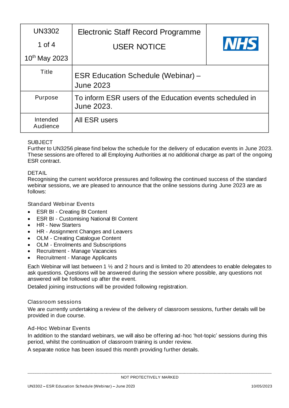 Browse Content - ESR Hub - NHS Electronic Staff Record