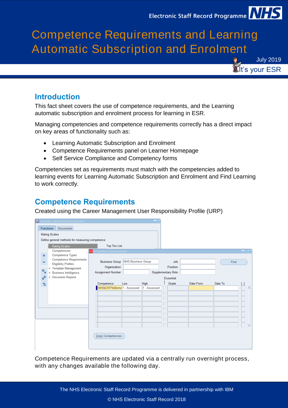Browse Content - ESR Hub - NHS Electronic Staff Record