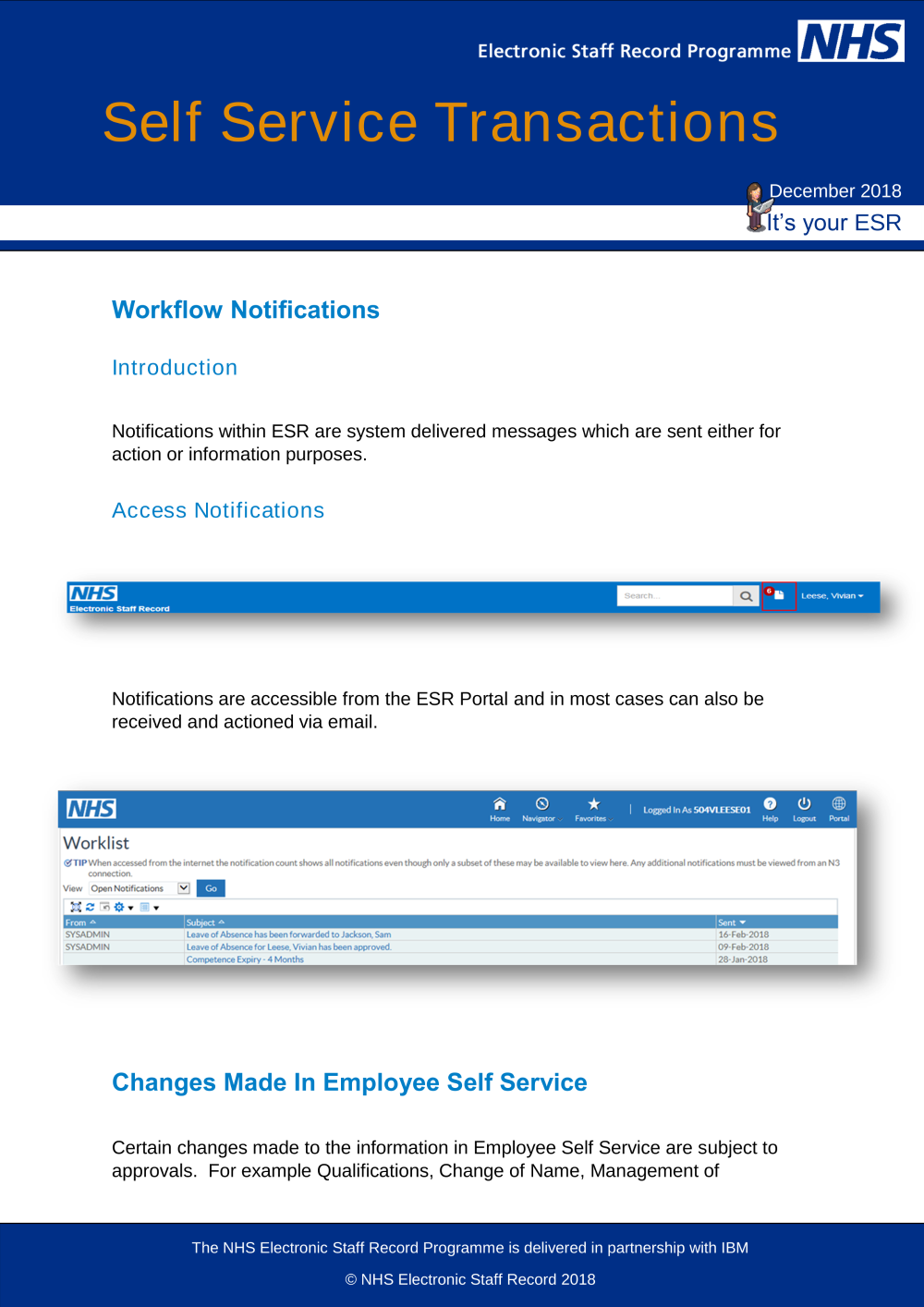 Notification Download - ESR Hub - NHS Electronic Staff Record