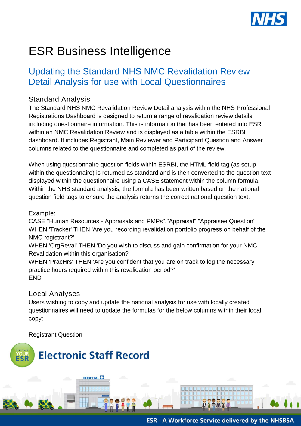 Browse Content - ESR Hub - NHS Electronic Staff Record