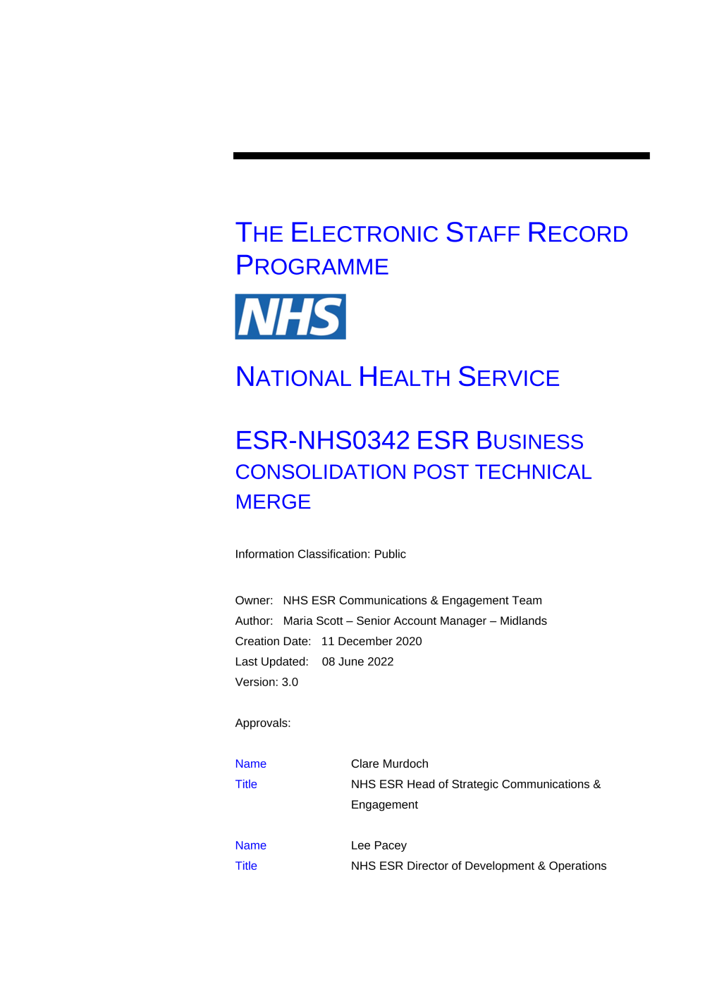 Browse Content - ESR Hub - NHS Electronic Staff Record